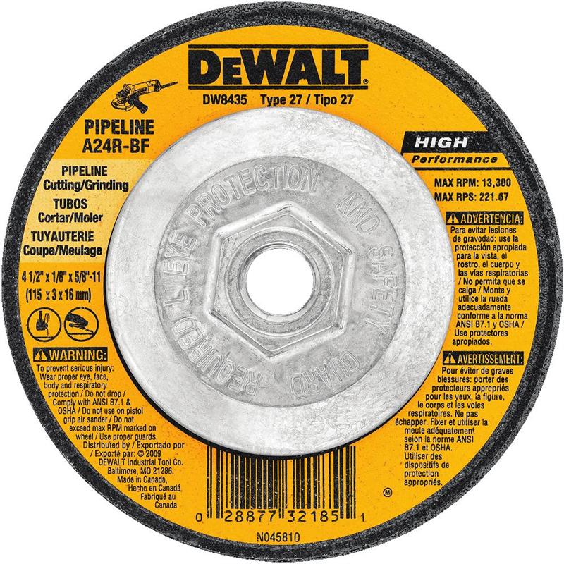 DeWalt DW8435 Pipeline Grinding Wheel 4 1 2 X 5 8 11 10 Pak